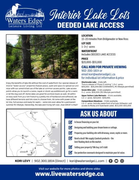 Interior Lake Lots - Waters Edge Leisure Living